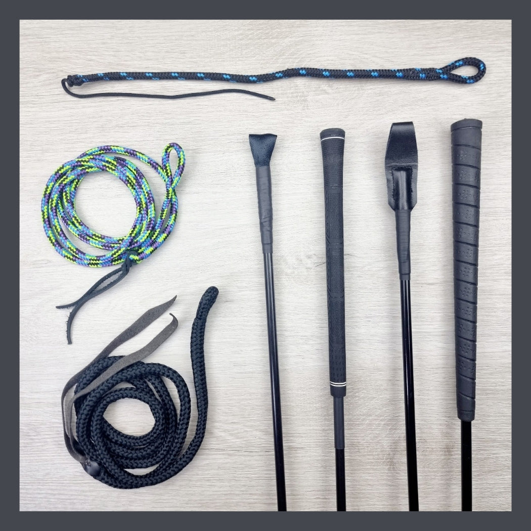 Horsemanship Training Sticks, Strings and Whips – Kaz's Flags and Tail Bags