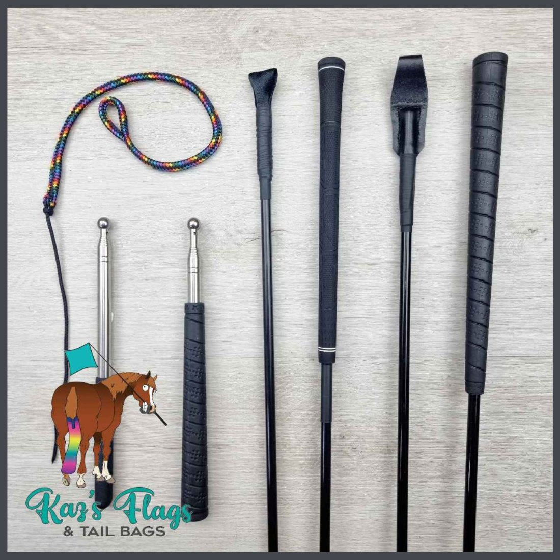 Horsemanship Liberty Whip & Pole Combo Range – Kaz's Flags and Tail Bags